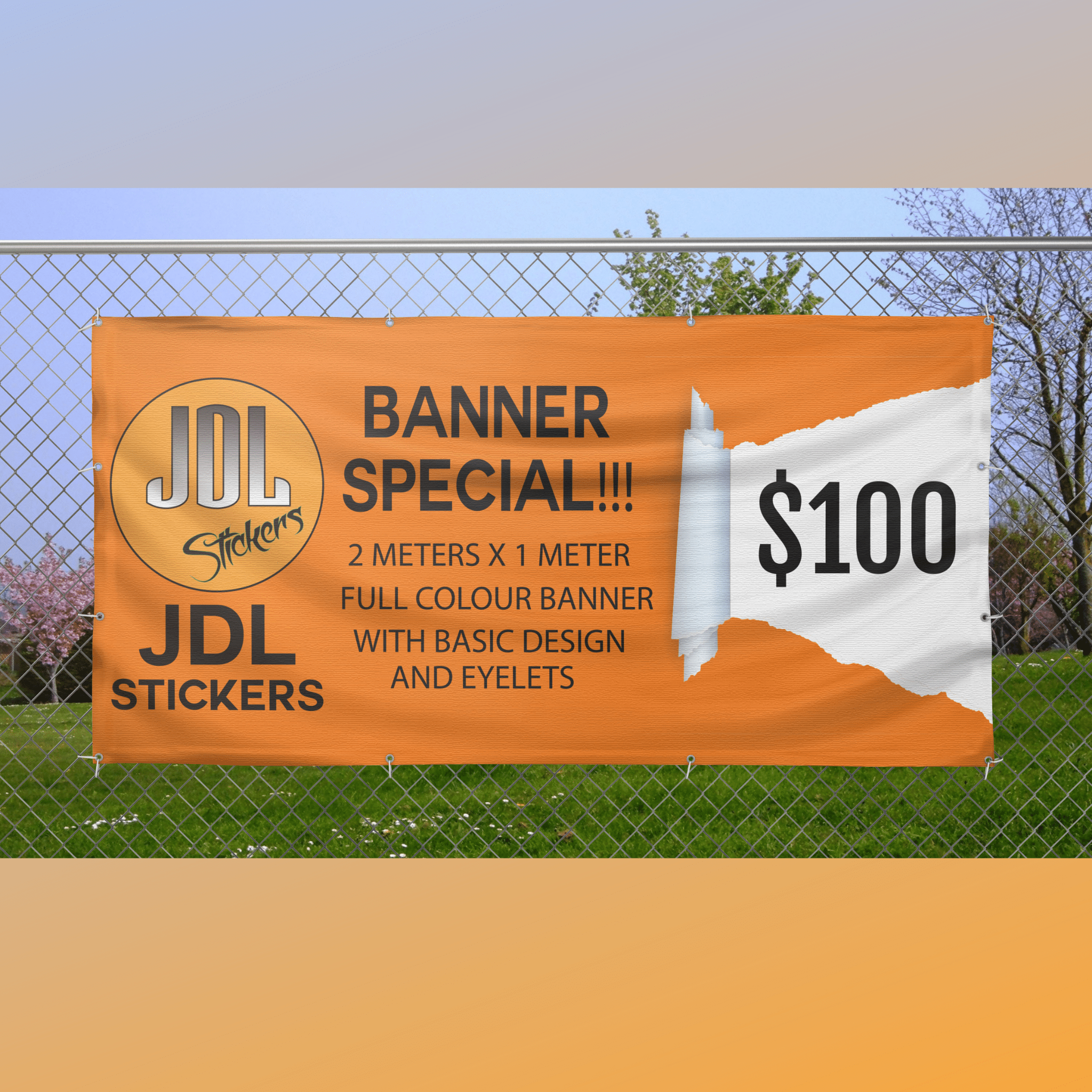 Banners 2 x 1m 510gsm Includes Eyelets and Basic Artwork $15 Postage ...