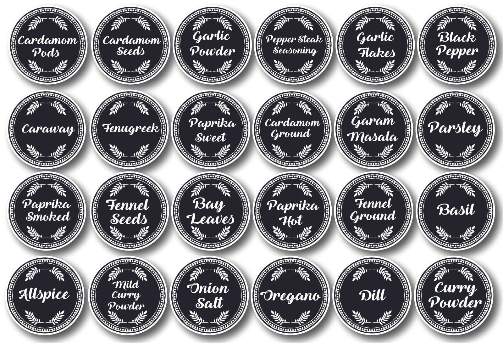 120 Black Vinyl Spice Labels Leaves – Jdl Stickers