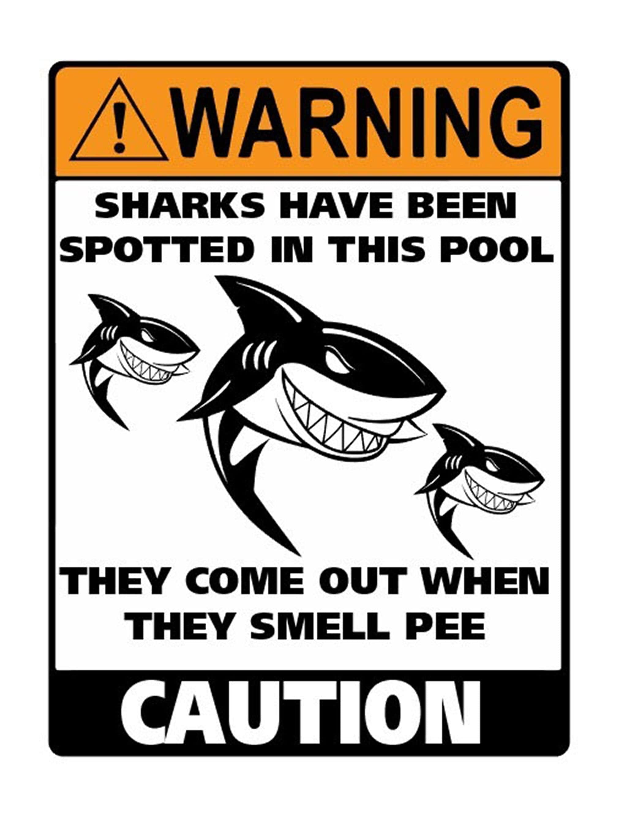 Man Cave Vinyl Sticker Sharks Have Been Spotted In This Pool 100 x 130 ...